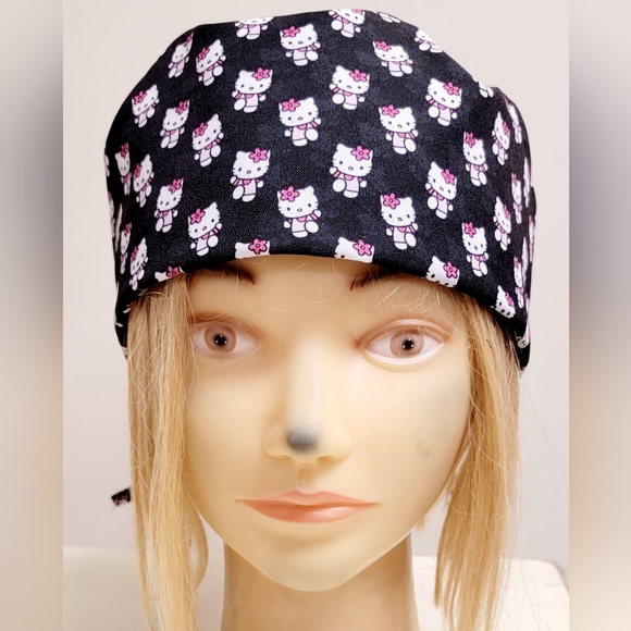 Accessories | Hello Kitty Silhouette Black Medical Nurse Scrub Cap ...